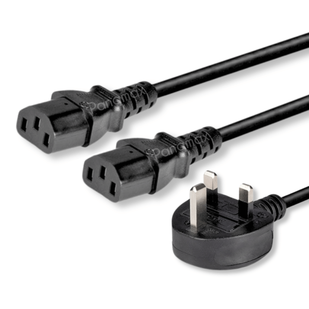 Panamax 1/1.5 METER 13A 3 PIN UK PLUG TO DUAL C13 IEC FEMALE CABLE ...