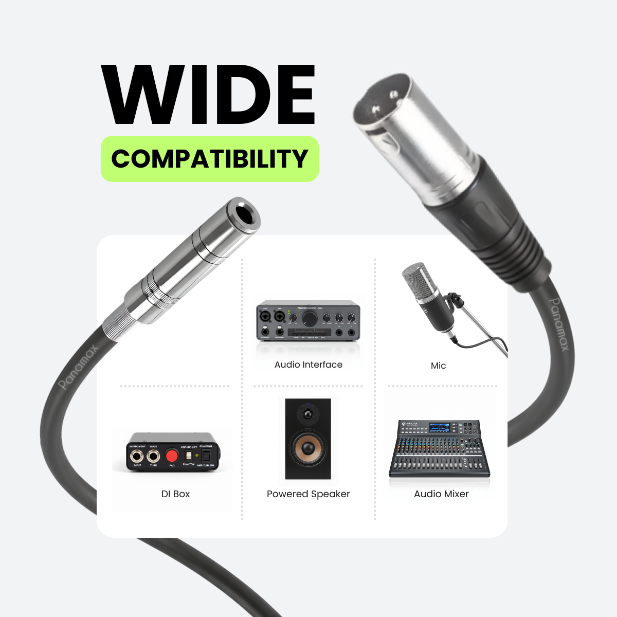 Panamax 30CM XLR Male To 6.35MM TRS Female Copper Cable = PX-2562 - Panamax